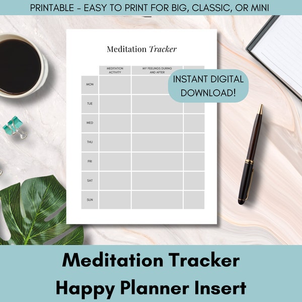 Meditation Tracker Printable - Etsy