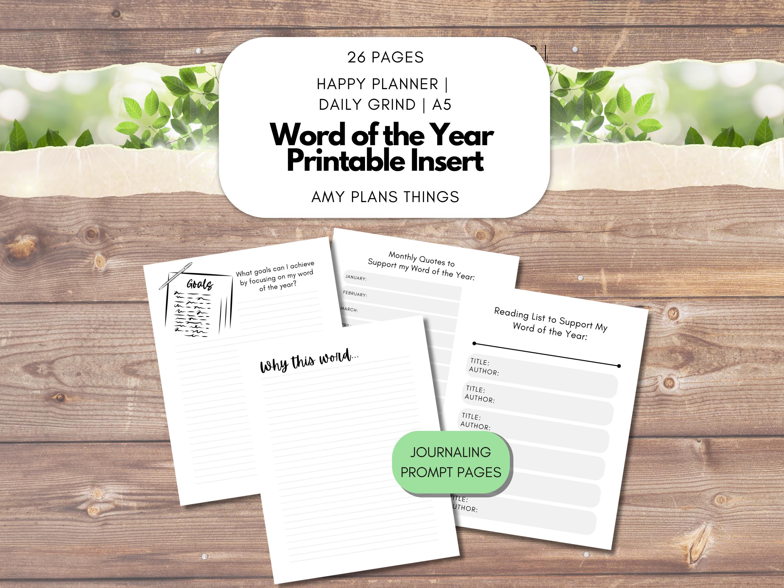 2026 Word of the Year Journal: Printable Planner Inserts (digital ...