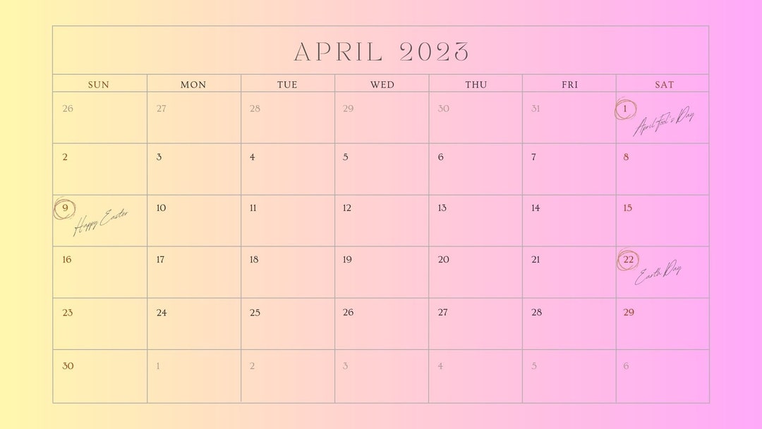 2023 April / May Digital Calendar - Etsy