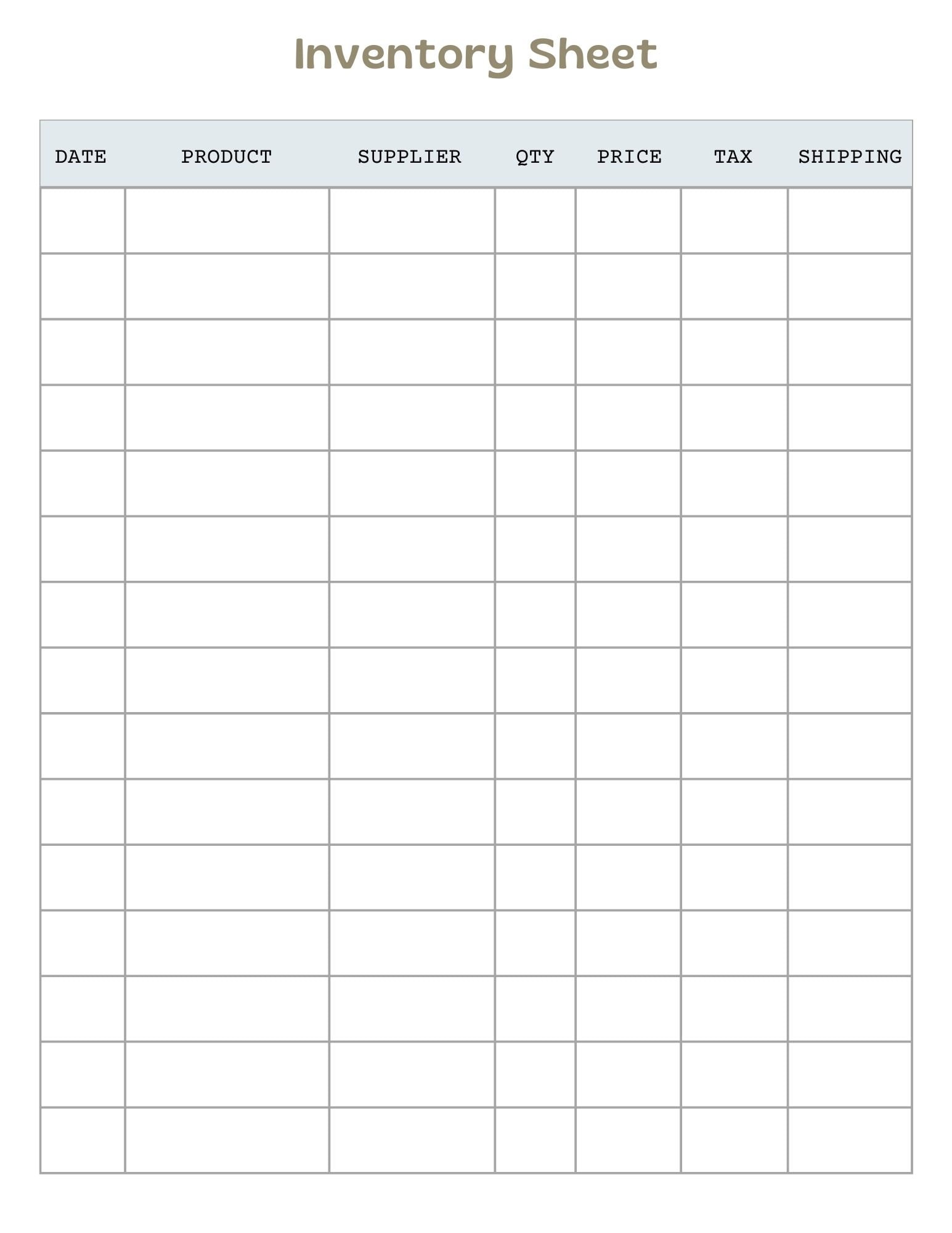 Printable Inventory Sheet - Etsy