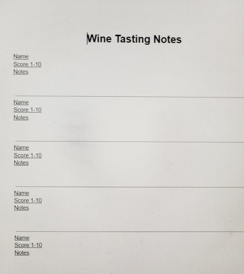 Wine Tasting Notes Printable - Etsy