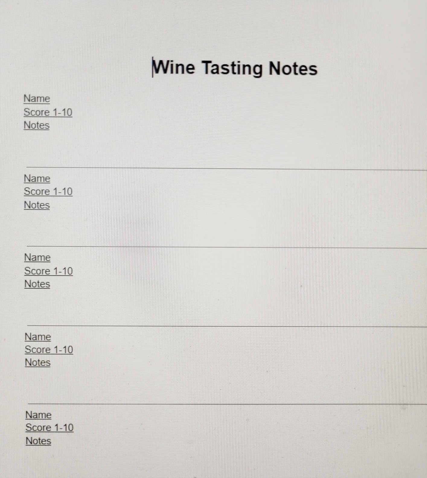 Wine Tasting Notes Printable - Etsy