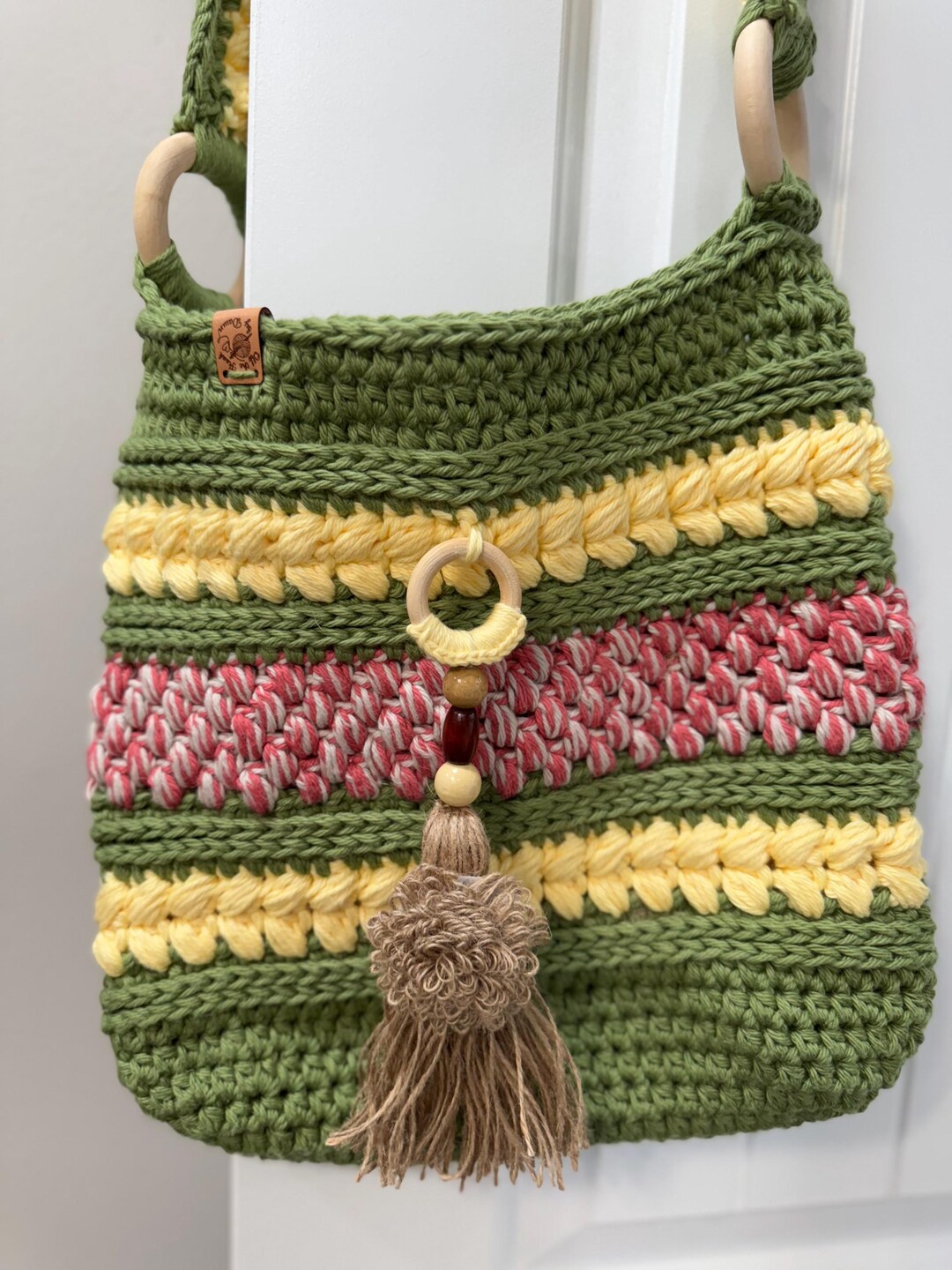 Boho Crochet Crossbody Bag: Handmade Cotton Purse With Tassel - Etsy