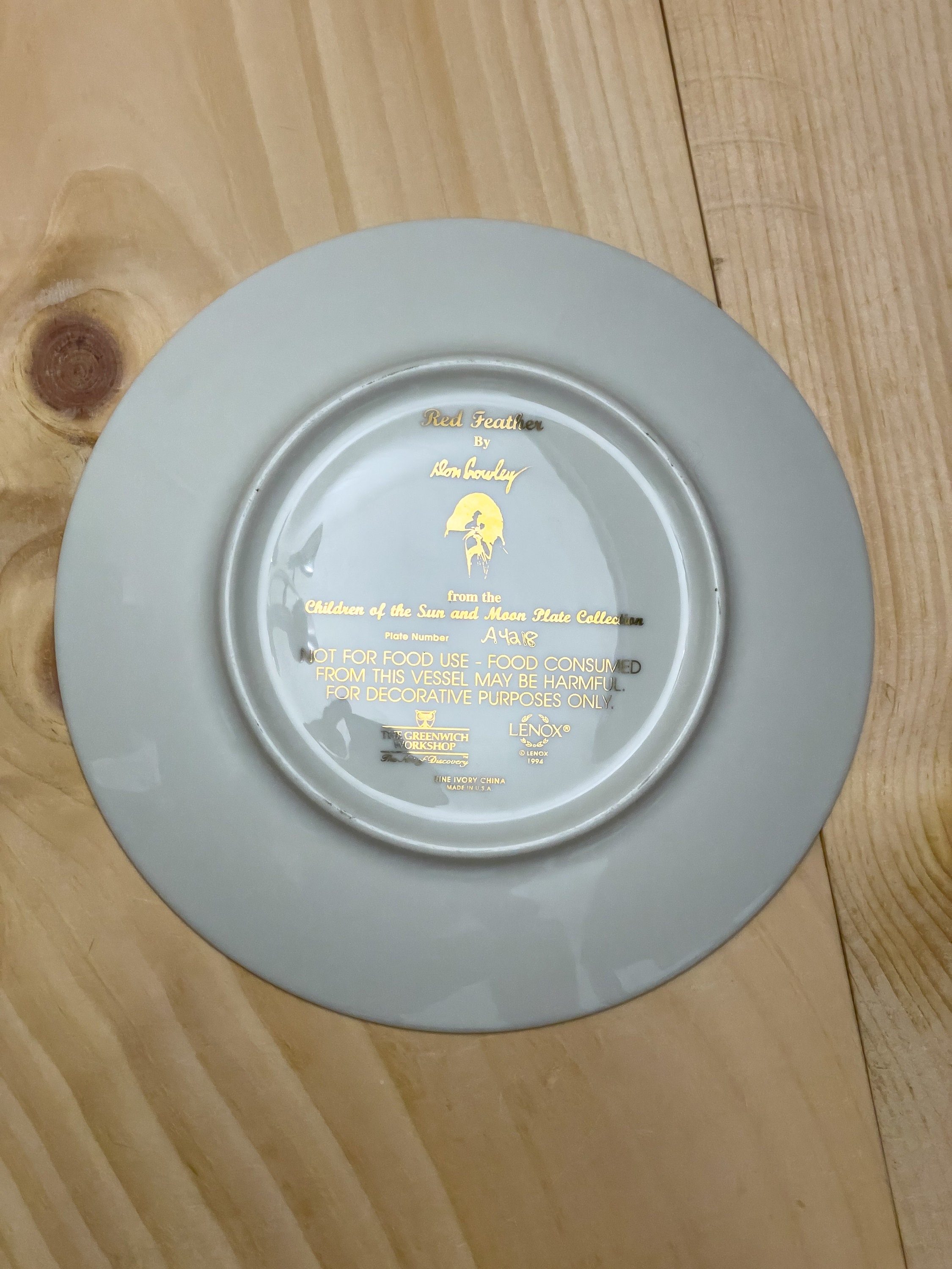 Lenox Native American red Feather Don Cowley 1994 Plate Number A4218 - Etsy