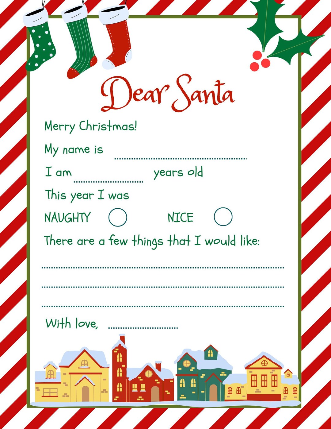 Dear Santa Letter Template for Kids - Etsy Australia
