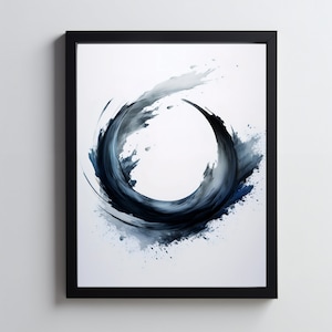 Zen Circle, Enso Circle, Enso Wave, Zen Wall Art, Neutral Abstract Art ...