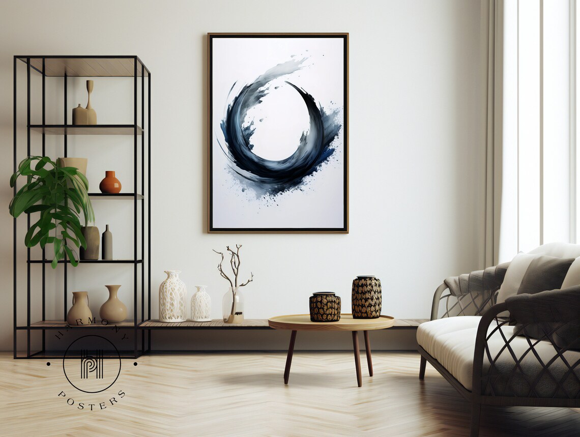 Zen Circle, Enso Circle, Enso Wave, Zen Wall Art, Neutral Abstract Art ...