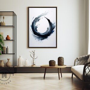 Zen Circle, Enso Circle, Enso Wave, Zen Wall Art, Neutral Abstract Art ...