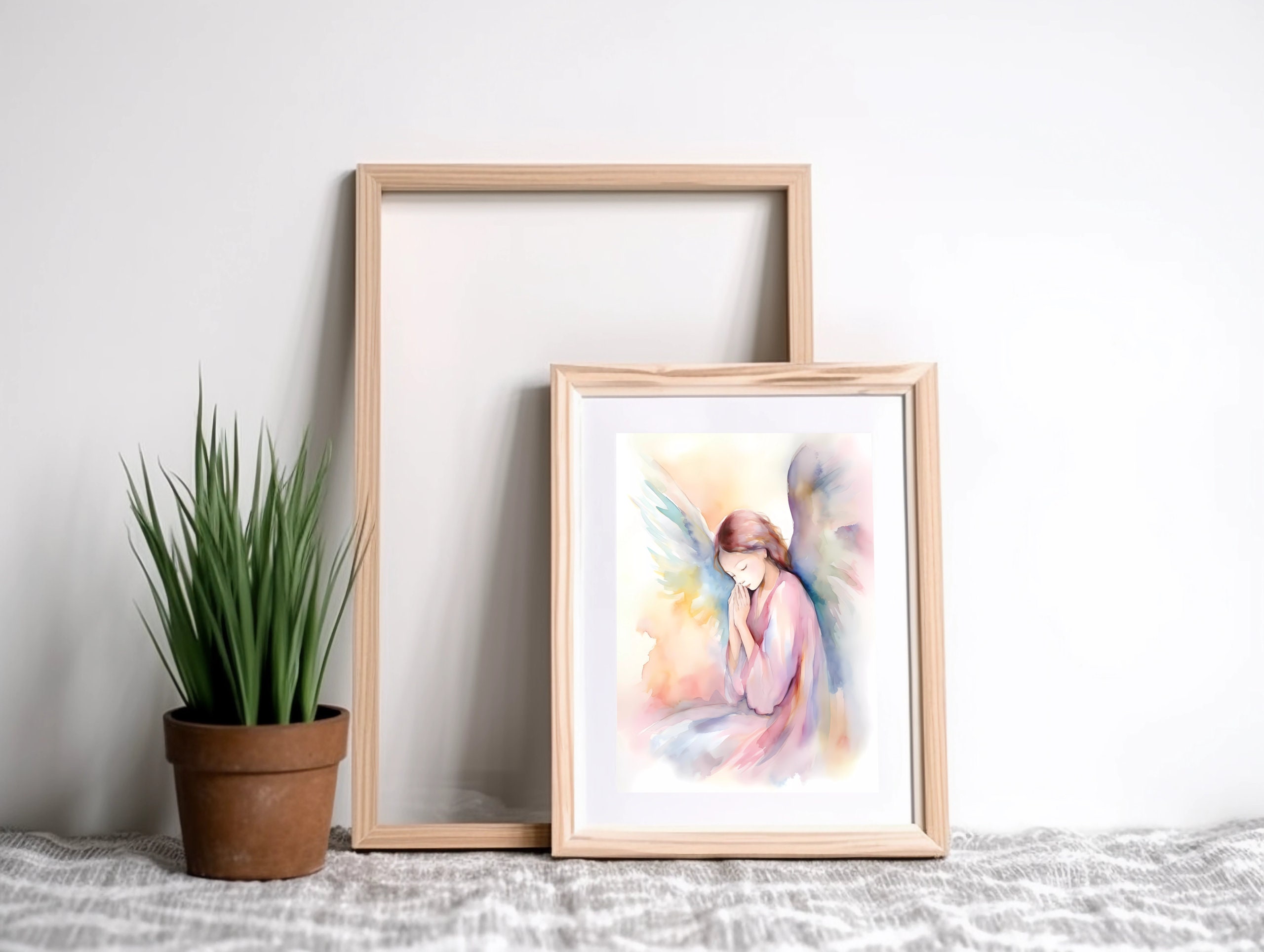 Watercolor Guardian Angel, Angel Art, Poster Angel, First Communion ...