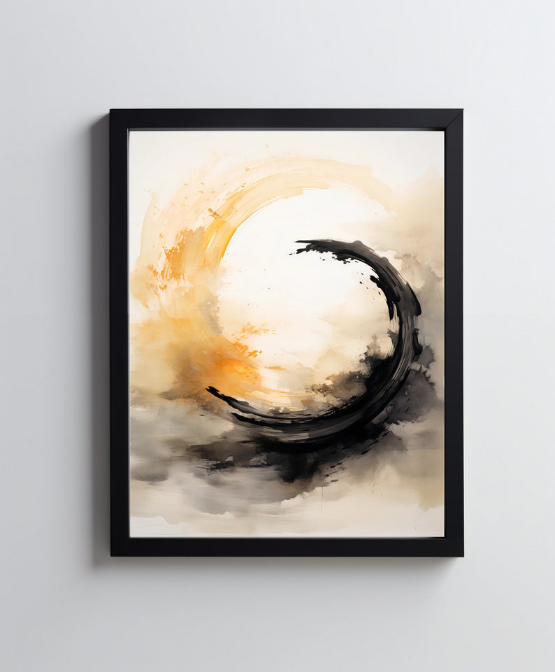 Zen Circle, Enso Circle, Enso Wave, Zen Wall Art, Neutral Abstract Art ...