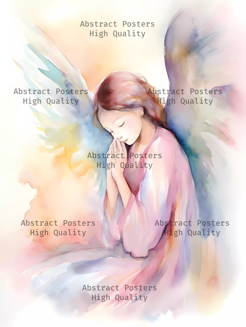 Watercolor Guardian Angel, Angel Art, Poster Angel, First Communion ...