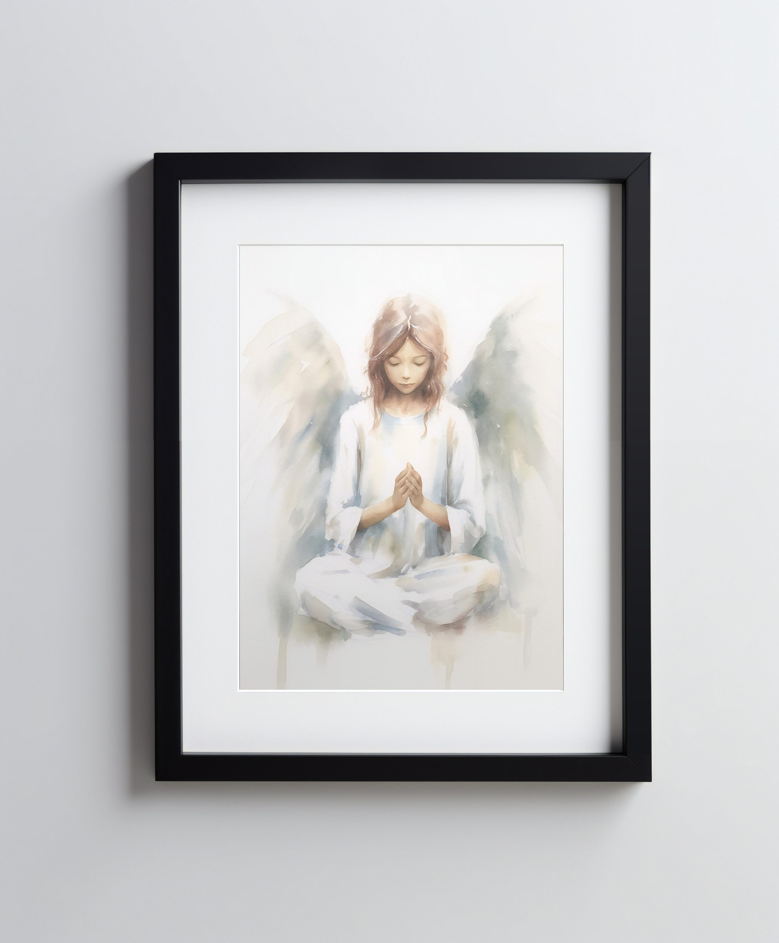 Praying Angel Print, Guardian Angel Poster, Watercolor Guardian Angel ...