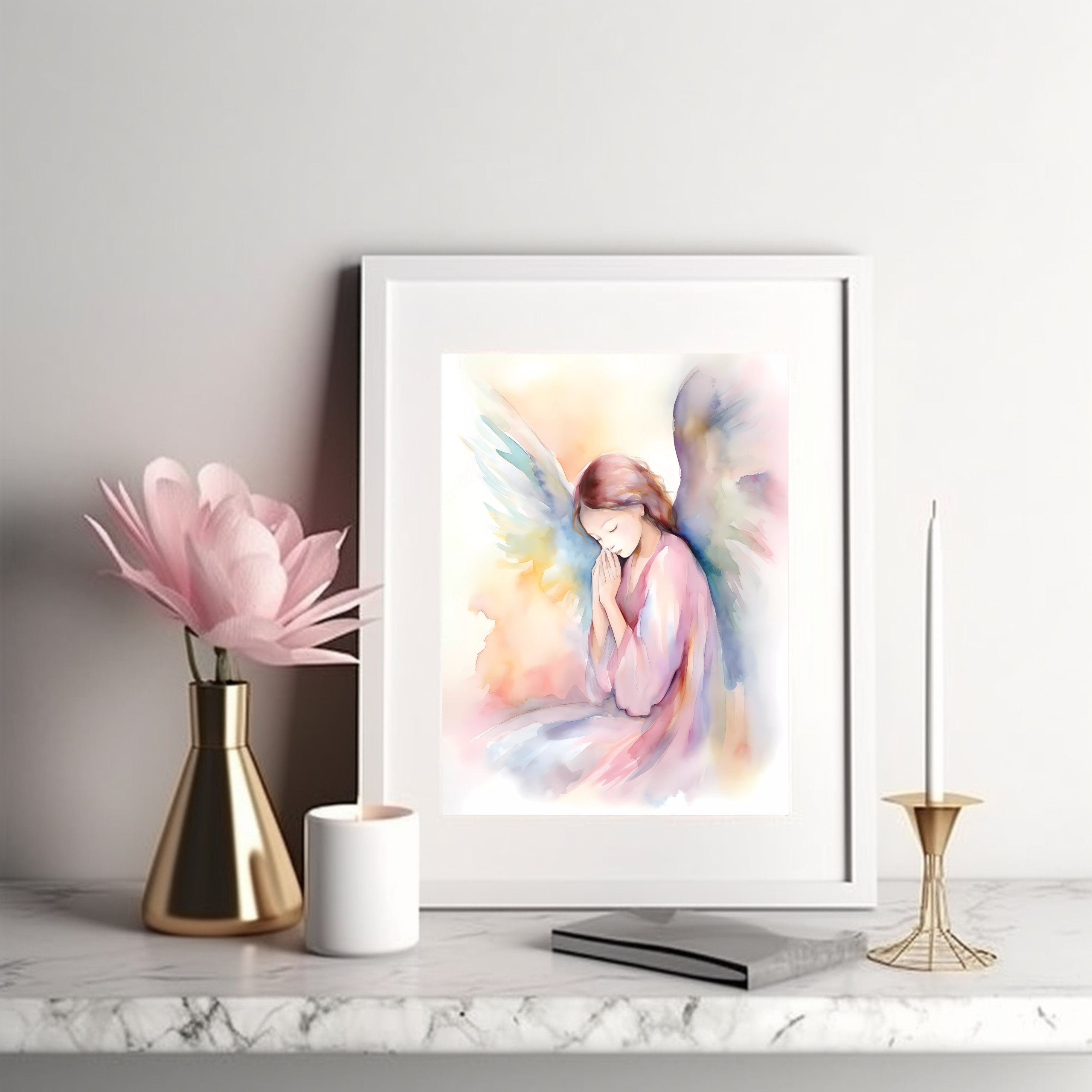 Watercolor Guardian Angel, Angel Art, Poster Angel, First Communion ...