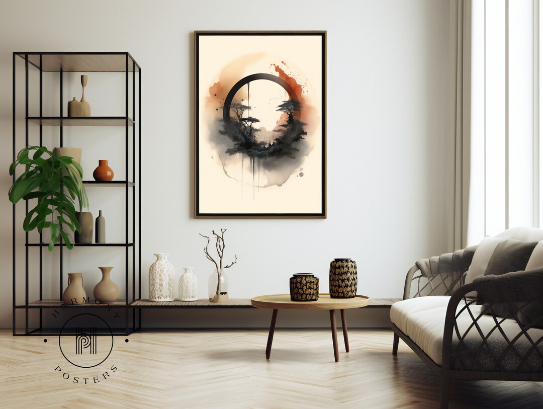 Zen Circle, Enso Circle, Enso Wave, Zen Wall Art, Neutral Abstract Art ...