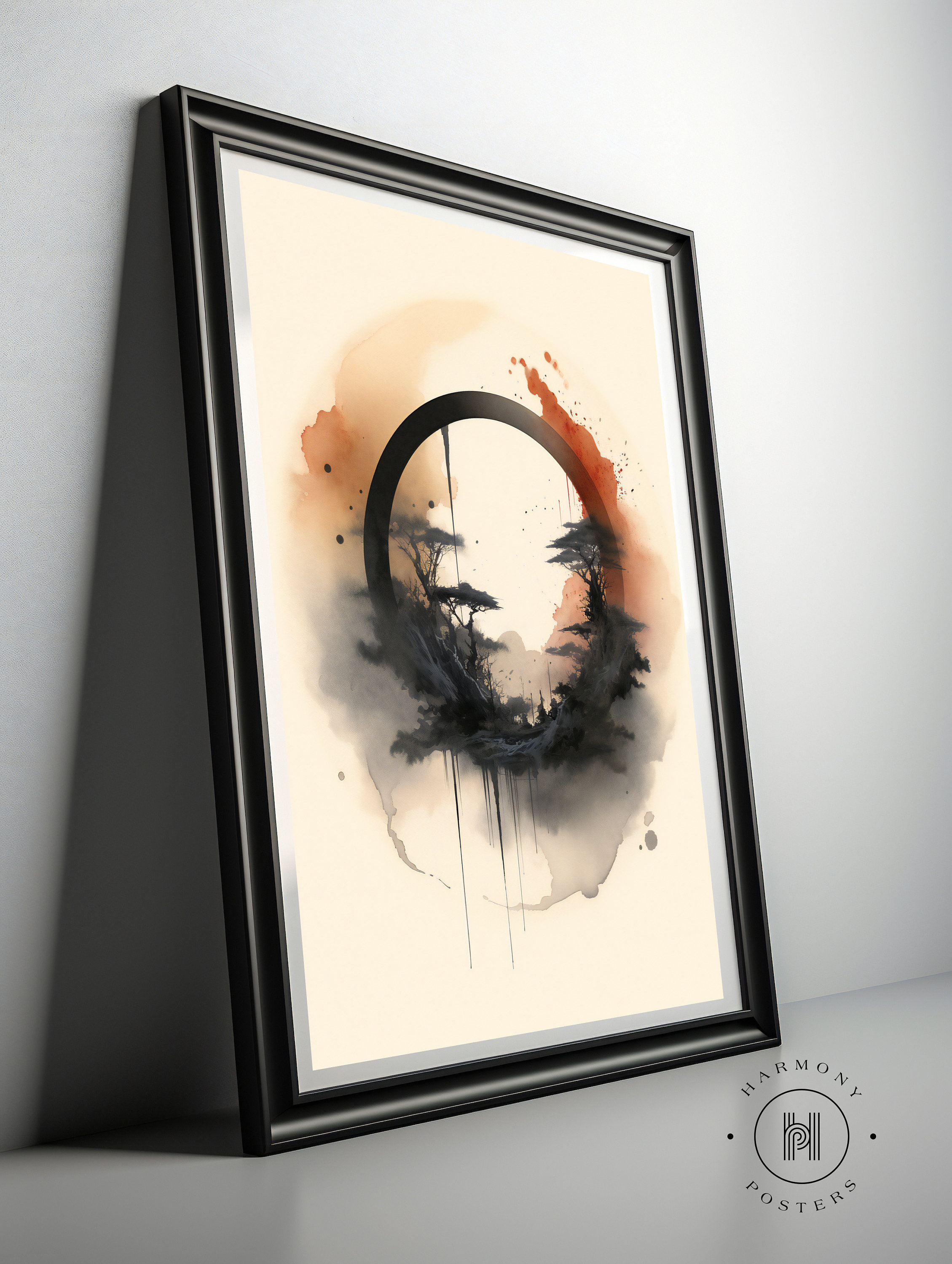 Zen Circle, Enso Circle, Enso Wave, Zen Wall Art, Neutral Abstract Art ...