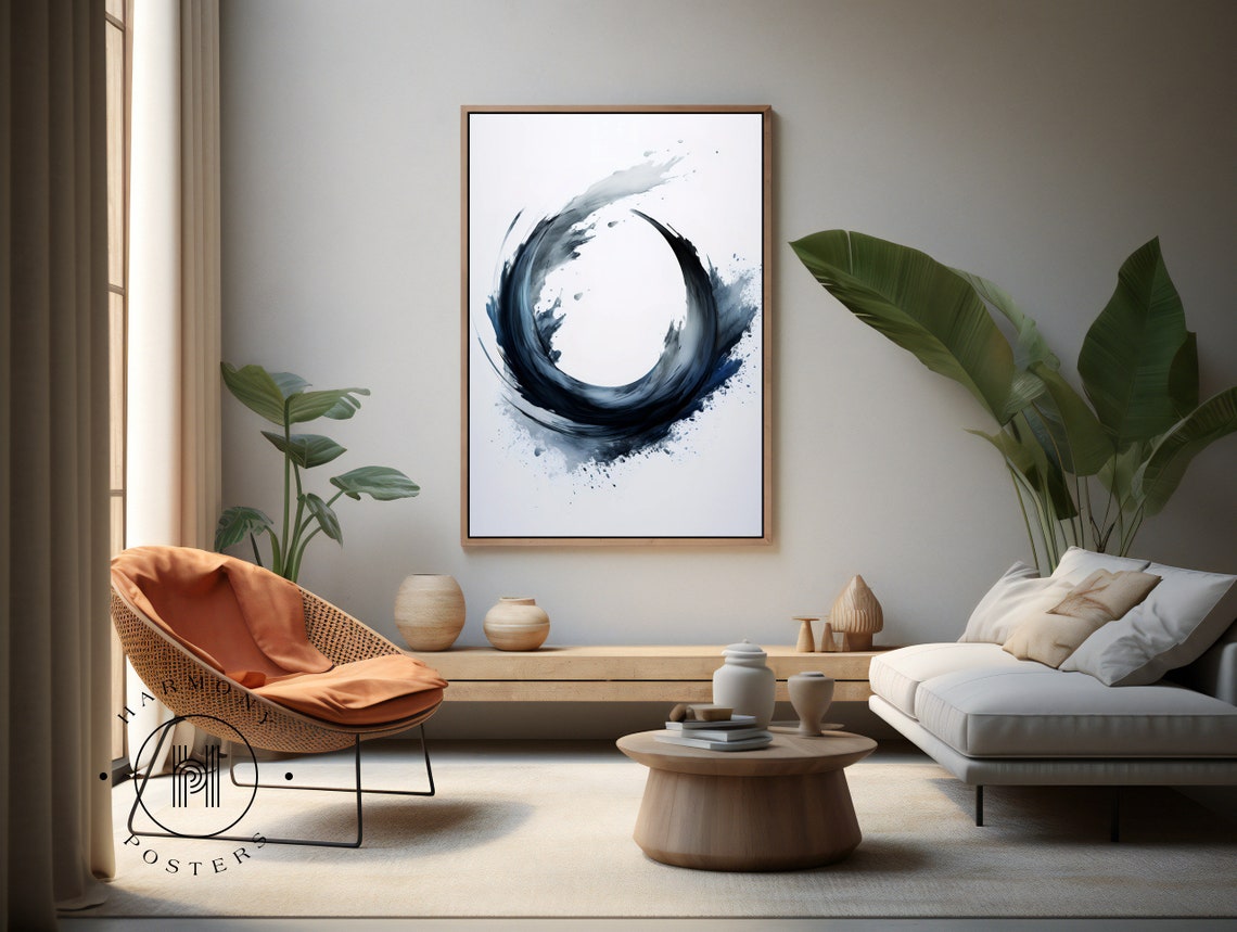 Zen Circle, Enso Circle, Enso Wave, Zen Wall Art, Neutral Abstract Art, Japandi Print, Home ...