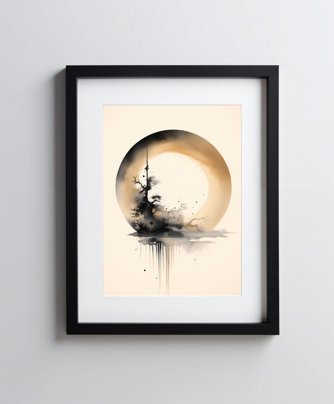 Zen Circle, Enso Circle, Enso Wave, Zen Wall Art, Neutral Abstract Art ...