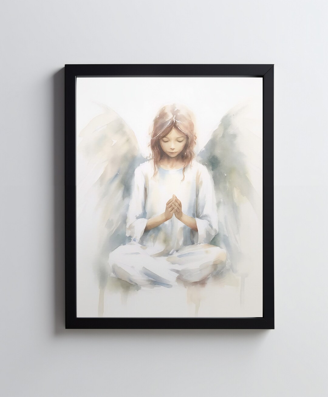 Praying Angel Print, Guardian Angel Poster, Watercolor Guardian Angel ...