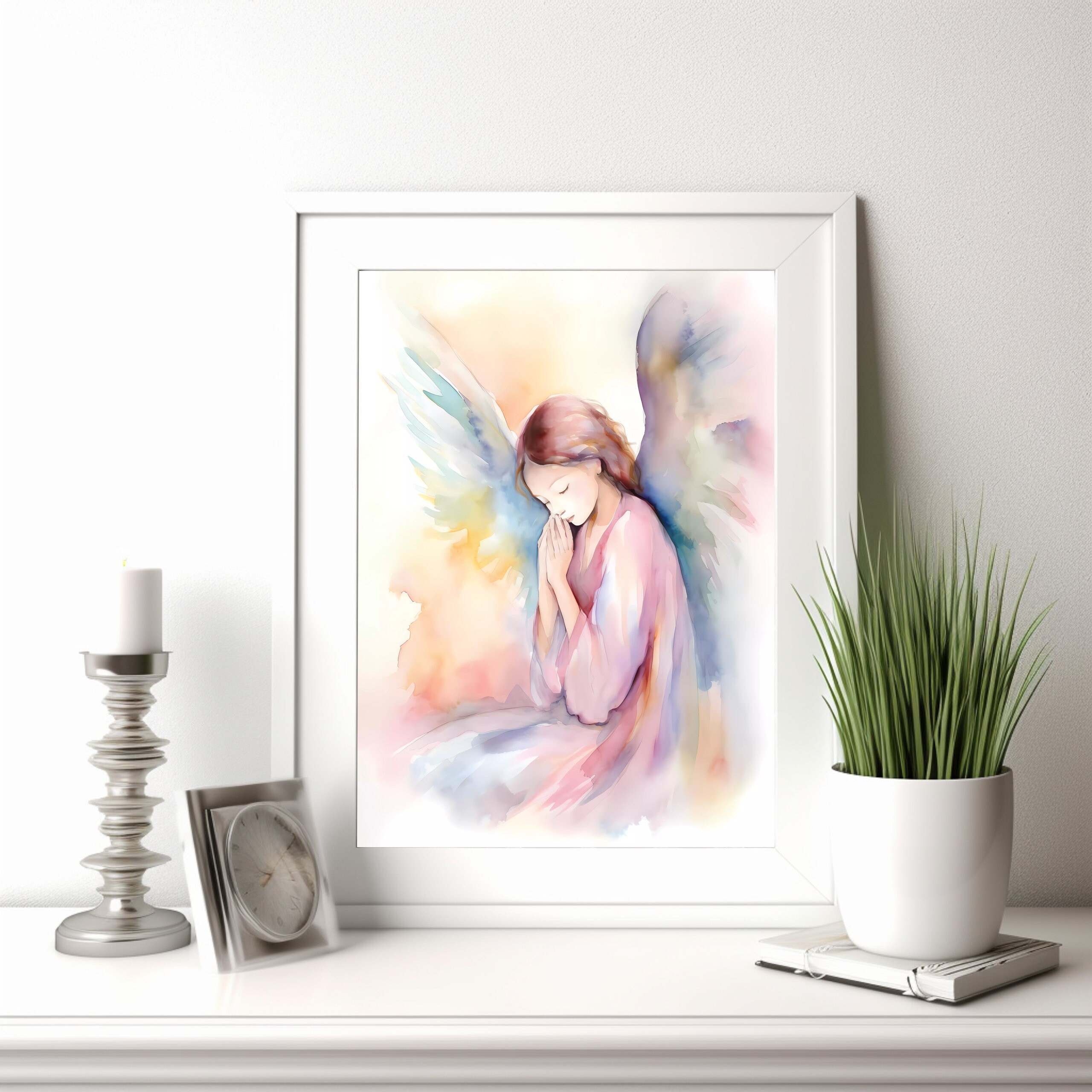 Watercolor Guardian Angel, Angel Art, Poster Angel, First Communion ...