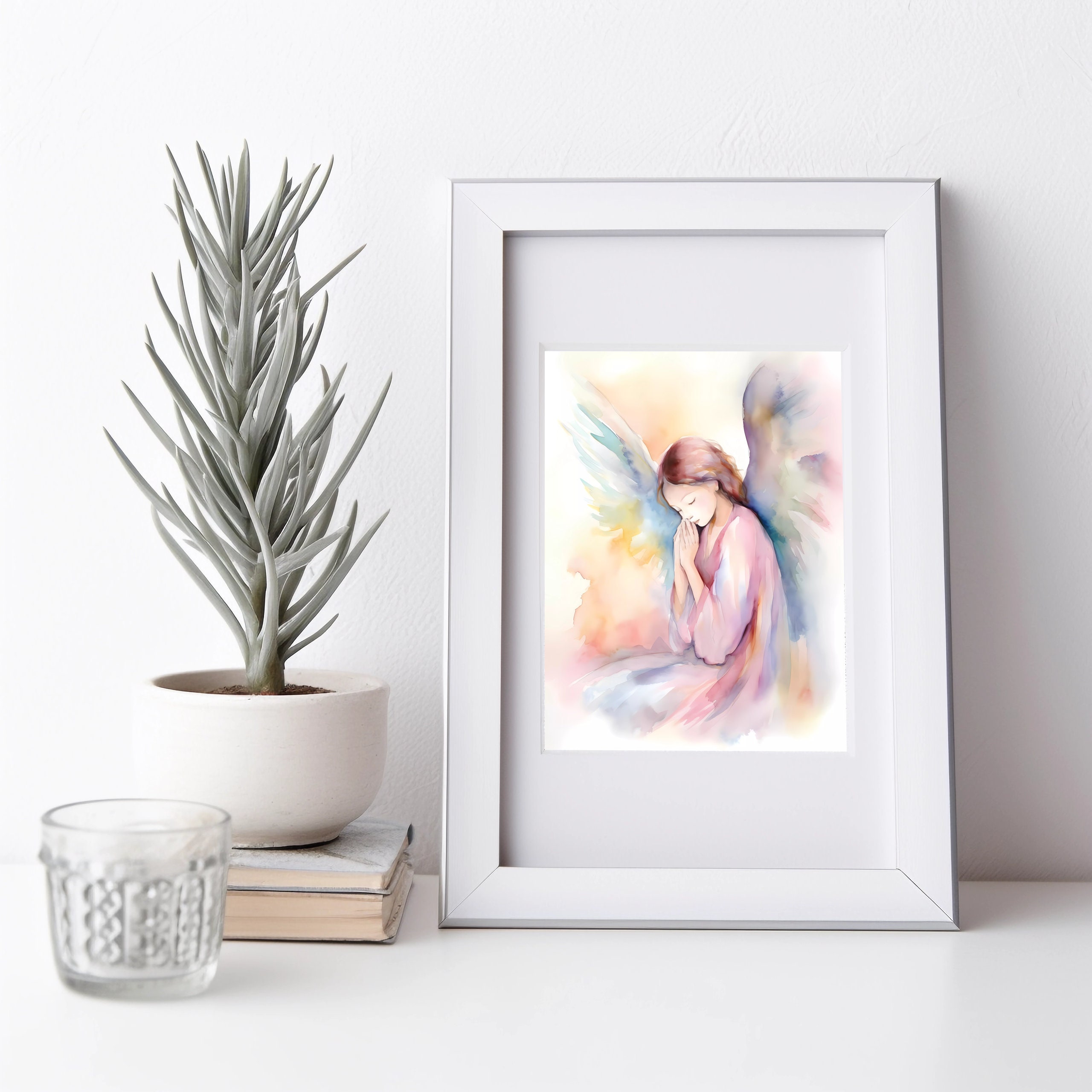 Watercolor Guardian Angel, Angel Art, Poster Angel, First Communion ...