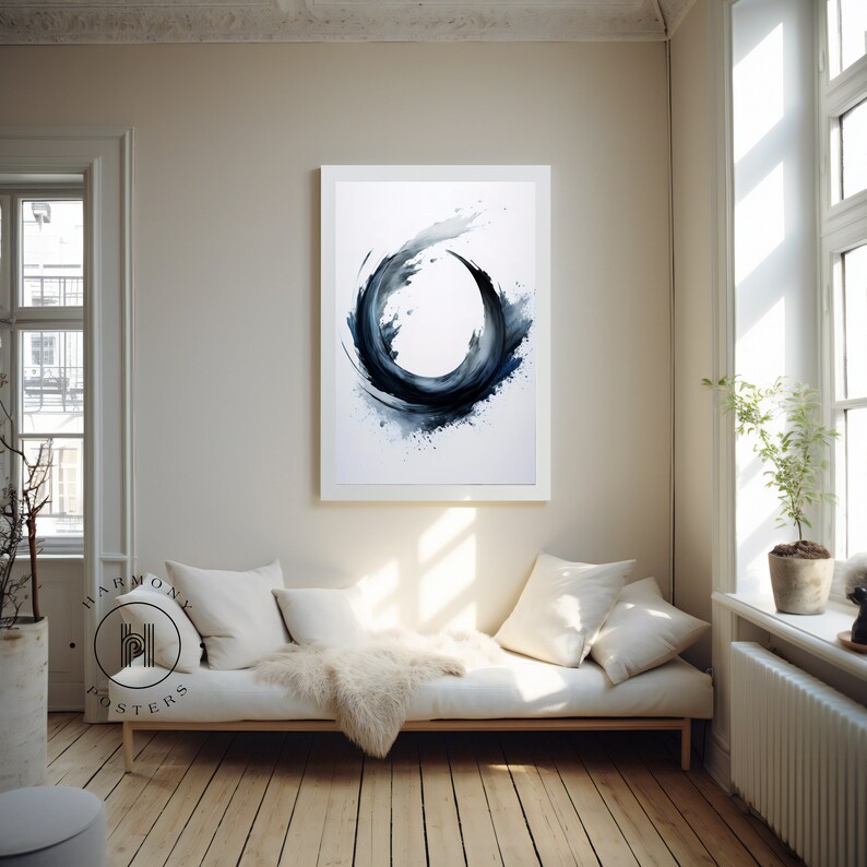 Zen Circle, Enso Circle, Enso Wave, Zen Wall Art, Neutral Abstract Art ...