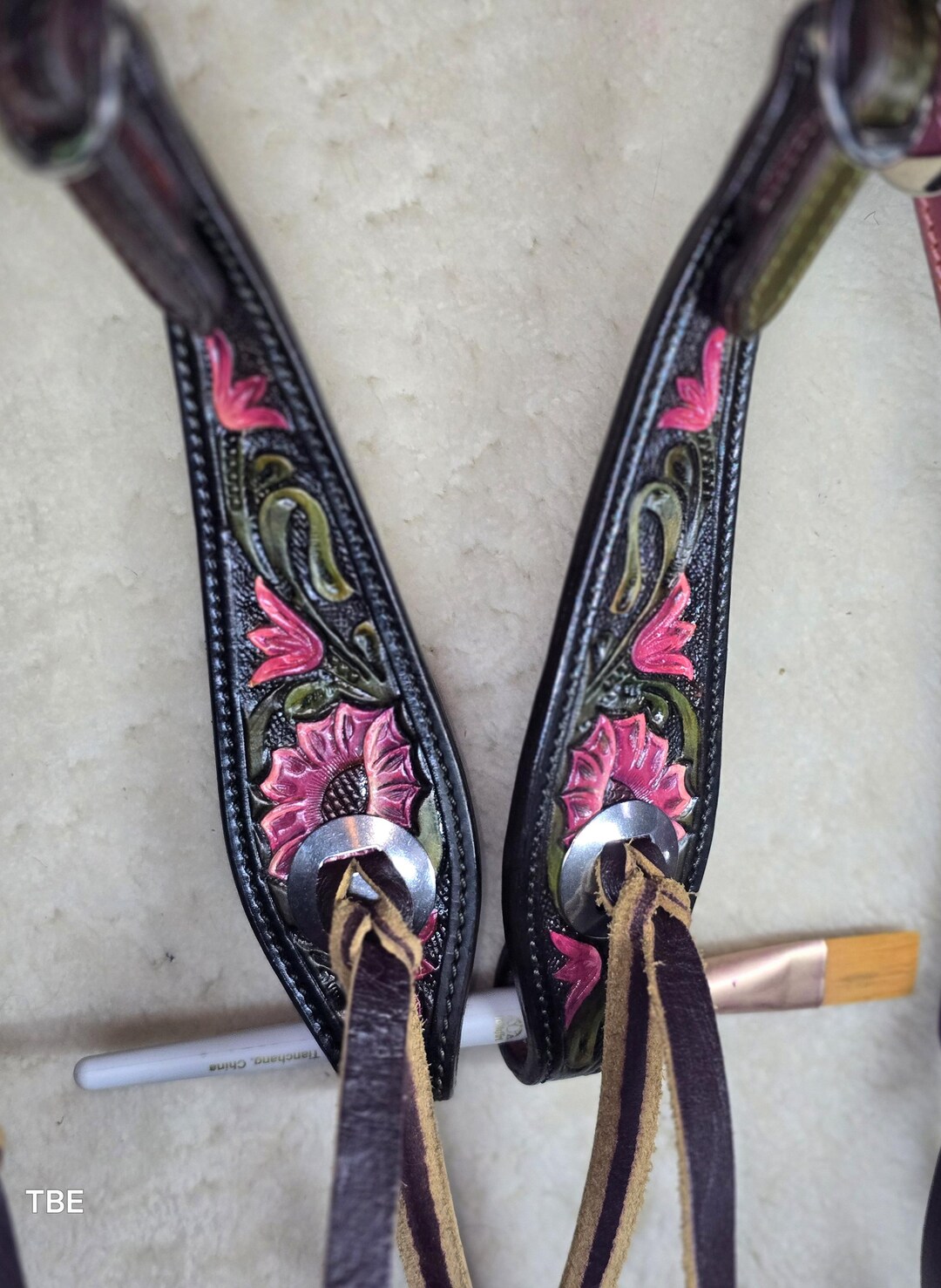 Bridle/headstall - PINK FLORAL - Hand Brush Dyed, Hand Painted - Etsy
