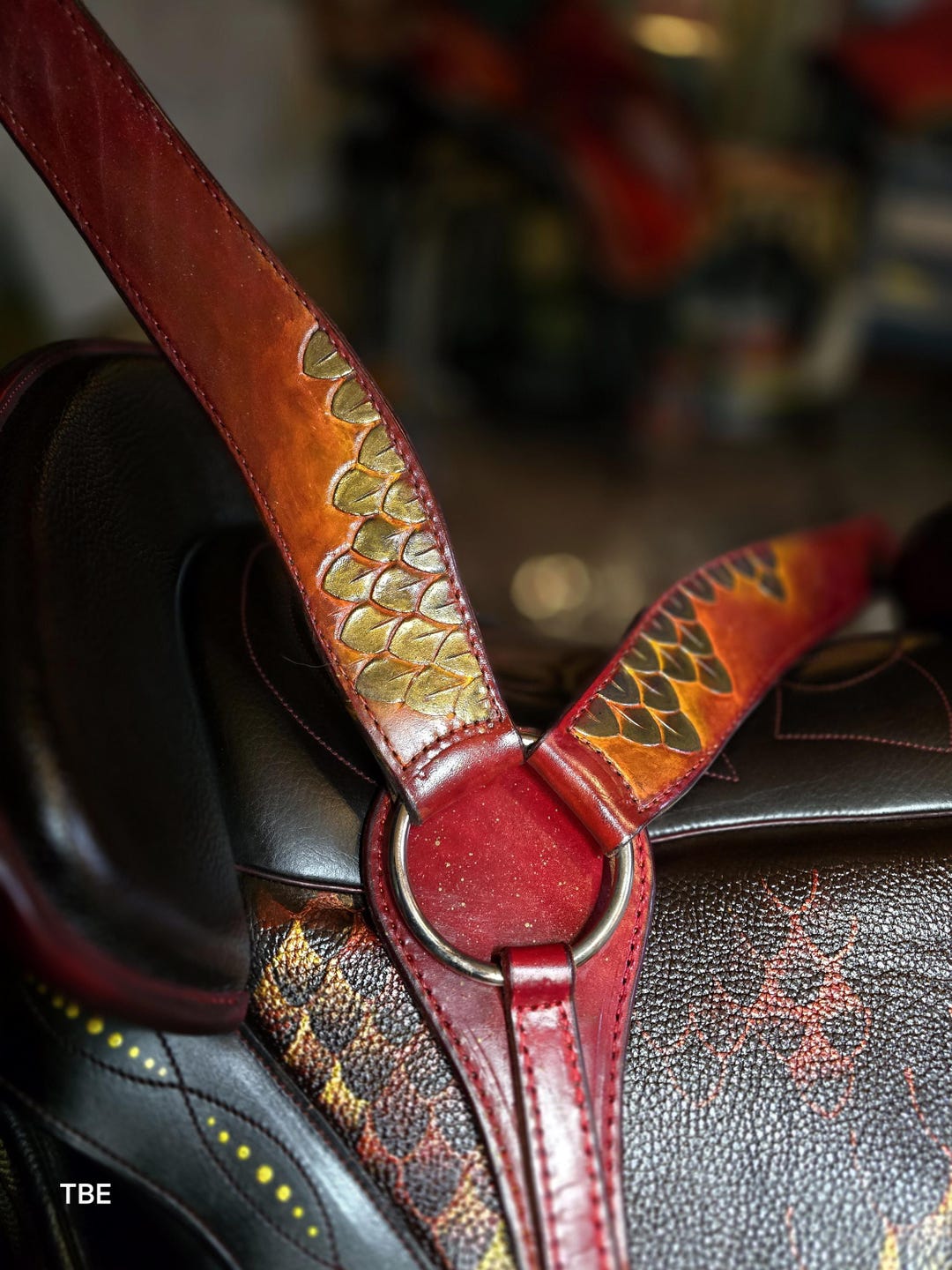 Breast Collar/tripping Collar - FIRE PHOENIX - Hand Dyed, Painted - Etsy