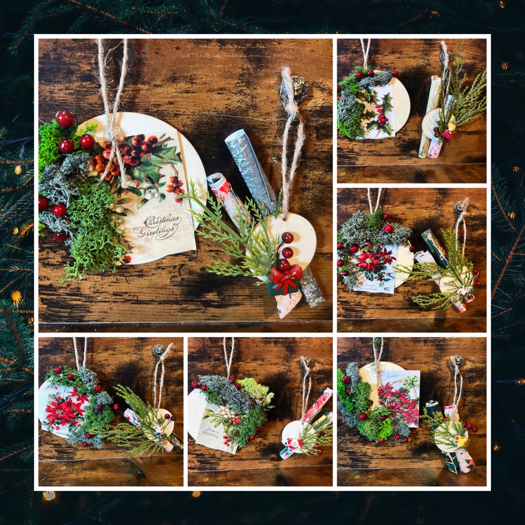 Set of 2 Victorian Wrapping Paper Collection Holly & Poinsettias ...