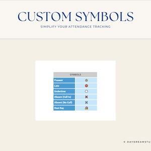 Attendance Tracker Spreadsheet: Employee/student, Automated Dashboard ...