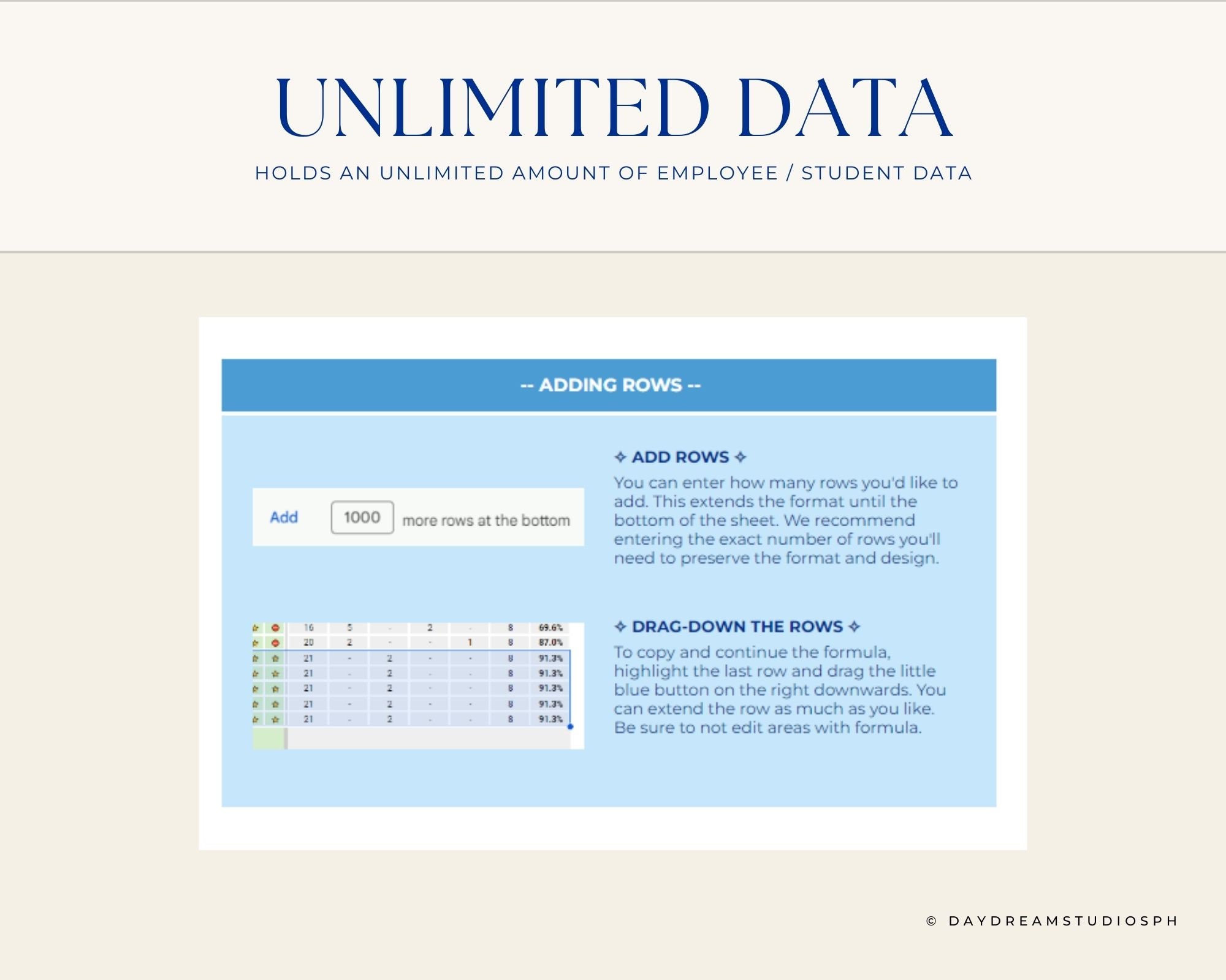 Attendance Tracker Spreadsheet: Employee/student, Automated Dashboard ...