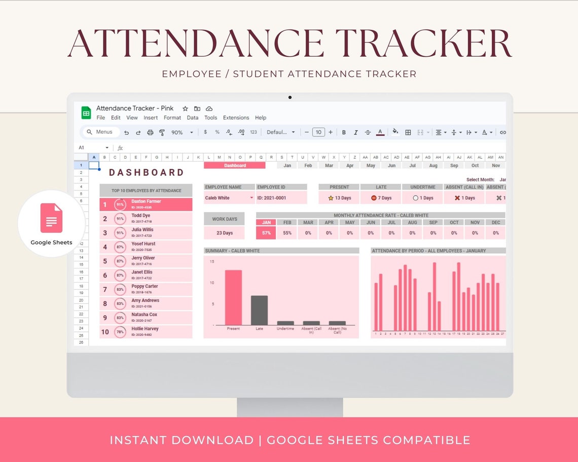 Attendance Tracker, Absent Tracker, Employee Attendance, Student ...