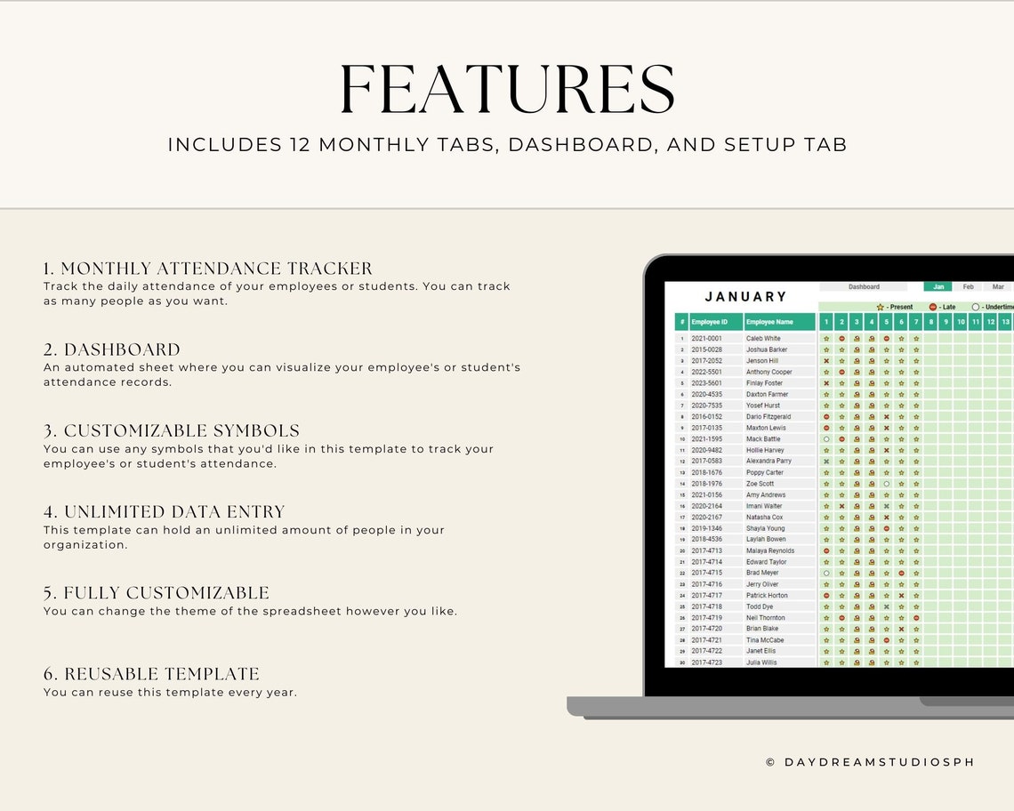 Attendance Tracker, Absent Tracker, Employee Attendance, Student ...