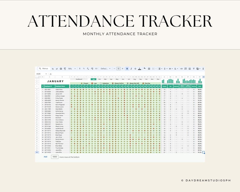 Attendance Tracker, Absent Tracker, Employee Attendance, Student ...