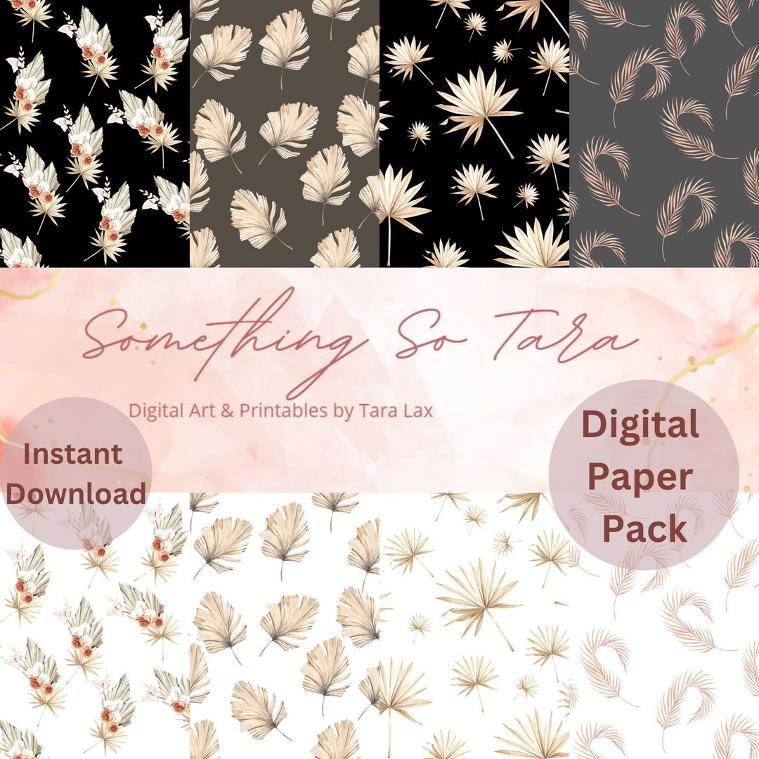 Palm Leaf Digital Paper, SEAMLESS 12x 12, 300 DPI Digital Download, 15 ...