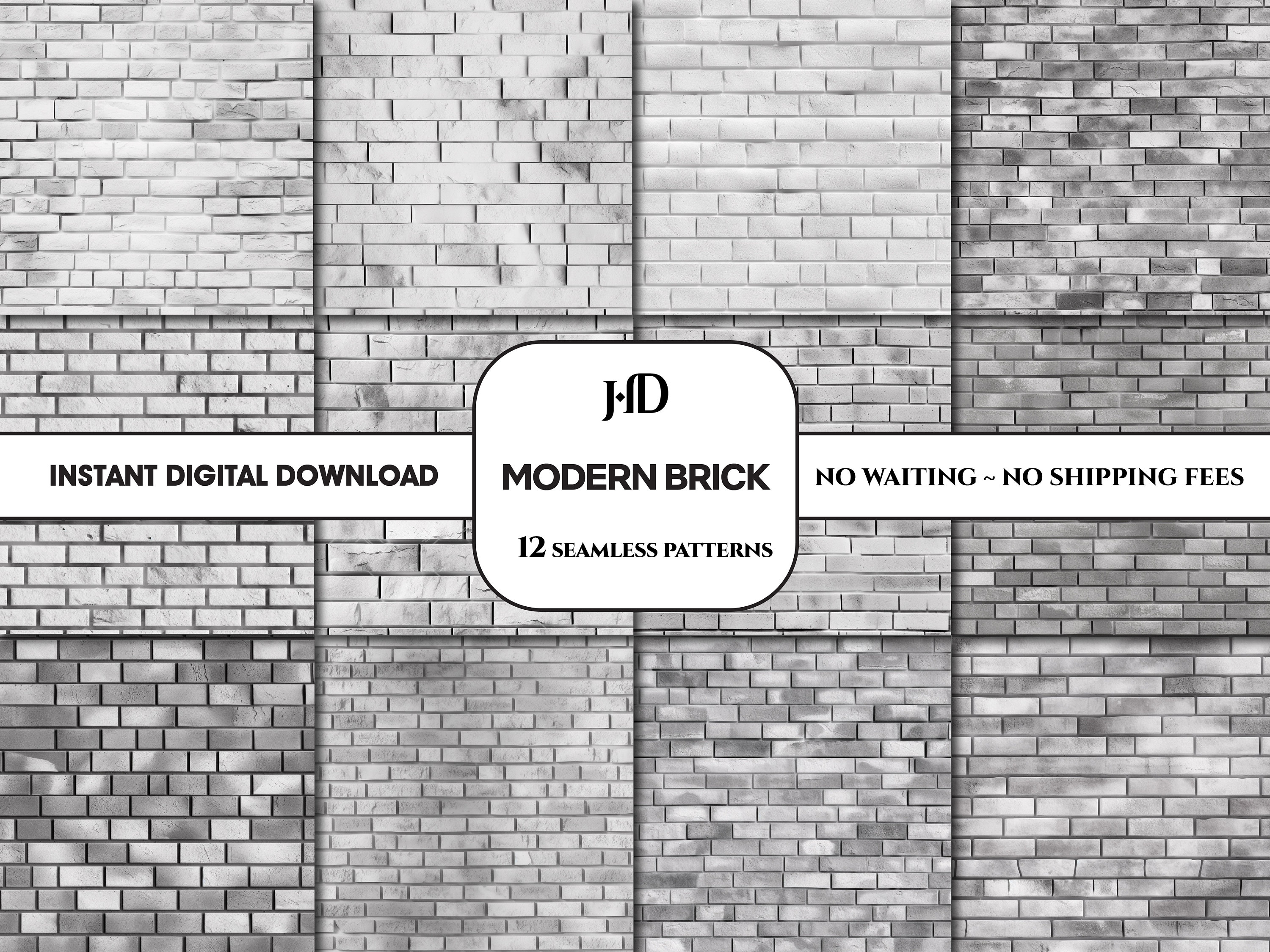 12 Seamless White Brick Patterns for Commercial Use, Digital Download ...