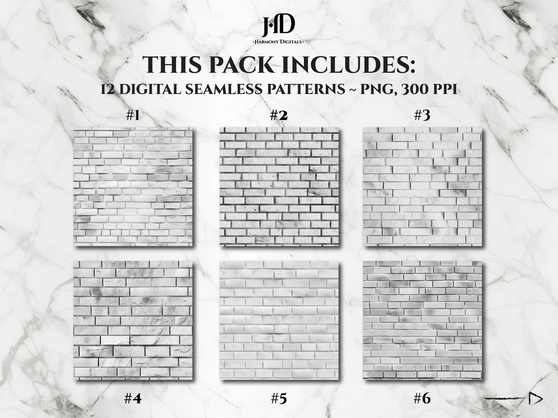 12 Seamless White Brick Patterns for Commercial Use, Digital Download ...
