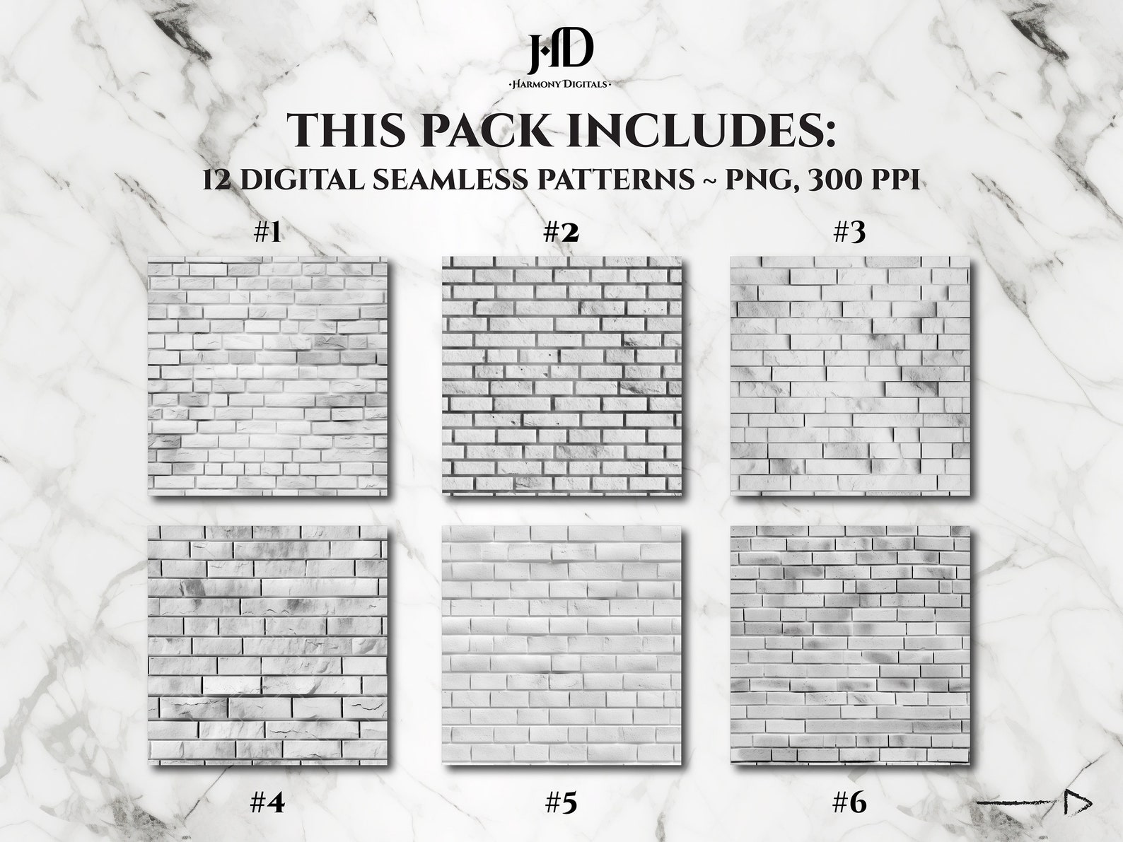 12 Seamless White Brick Patterns for Commercial Use, Digital Download ...