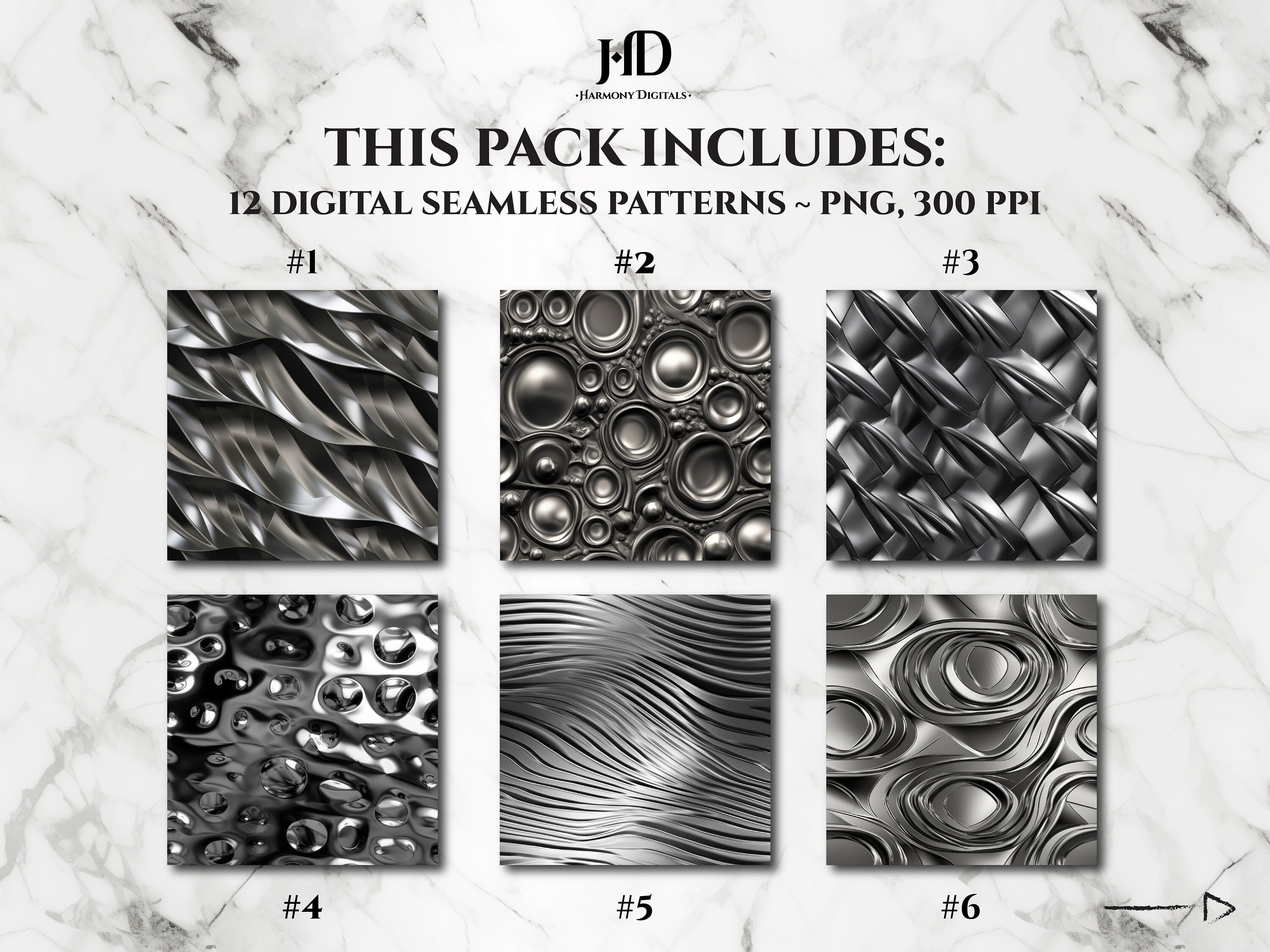 Seamless Patterns for Commercial Use, Stainless Steel 12 Patterns for ...
