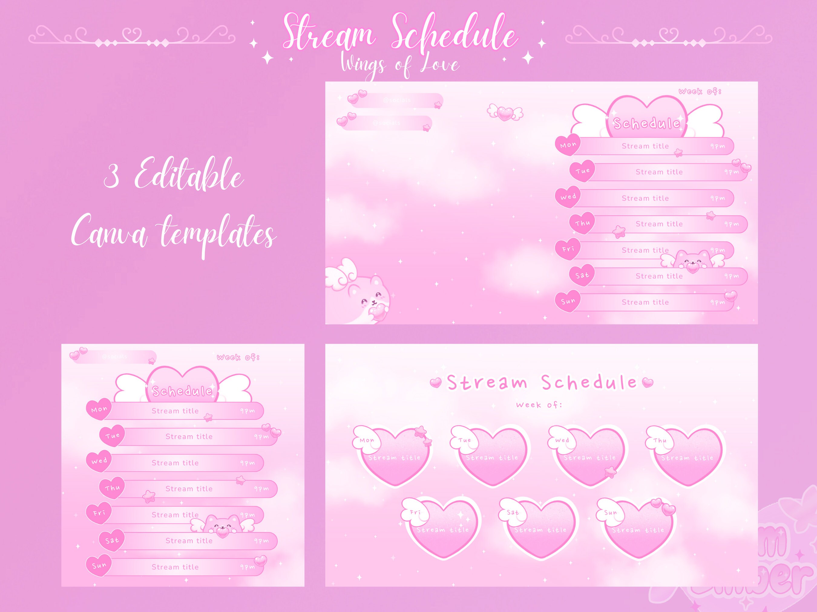 Pink Stream Schedule Template: Vtuber Twitch Planner (canva, PNG) - Etsy