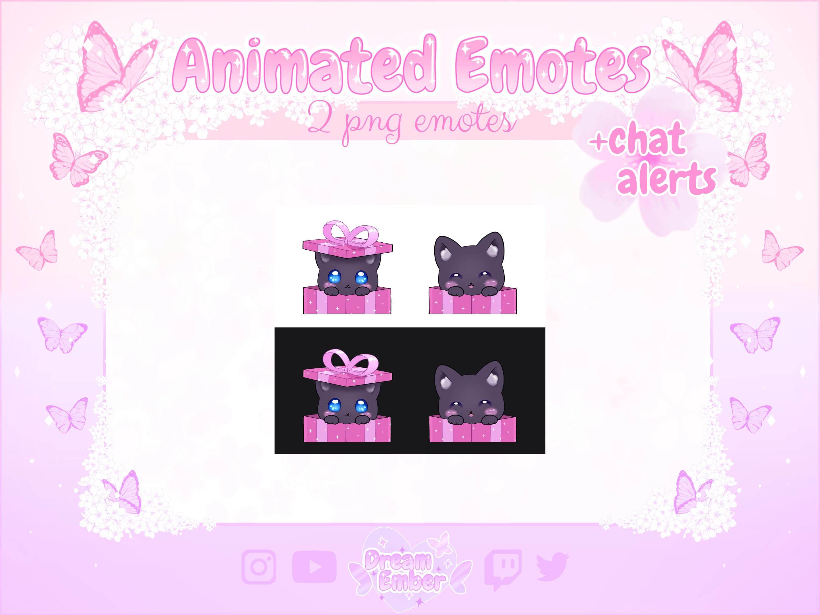 Cute Black Cat Animated Emotes Twitch Gift Alert Discord Stickers ...