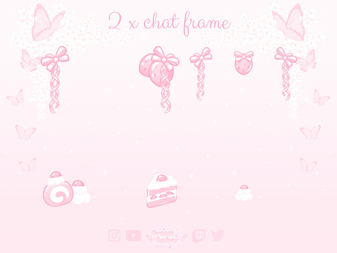 Twitch Chat Box Cute Strawberry Dessert Stream Chatbox Vtuber Asset ...