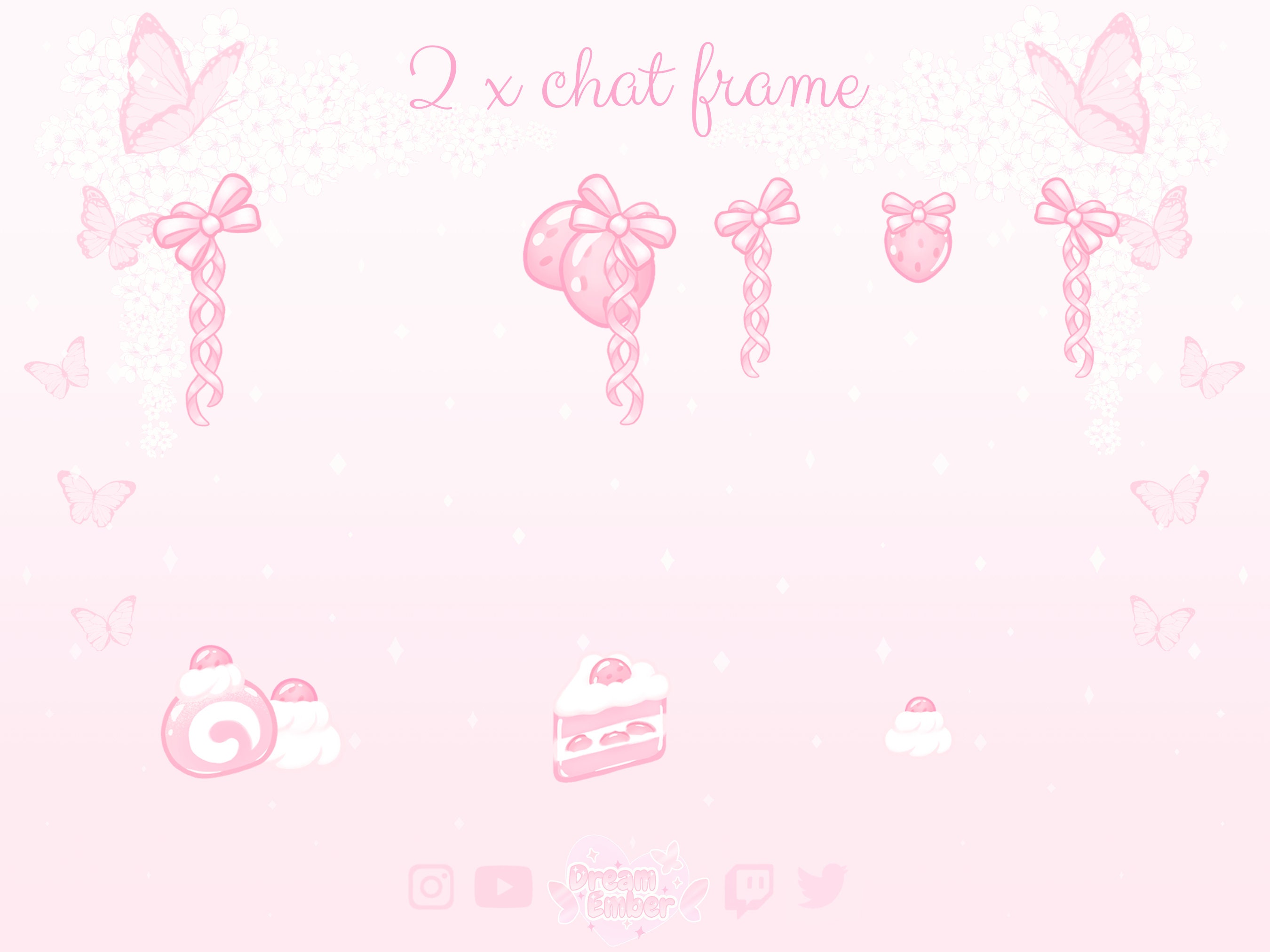 Twitch Chat Box Cute Strawberry Dessert Stream Chatbox Vtuber Asset ...