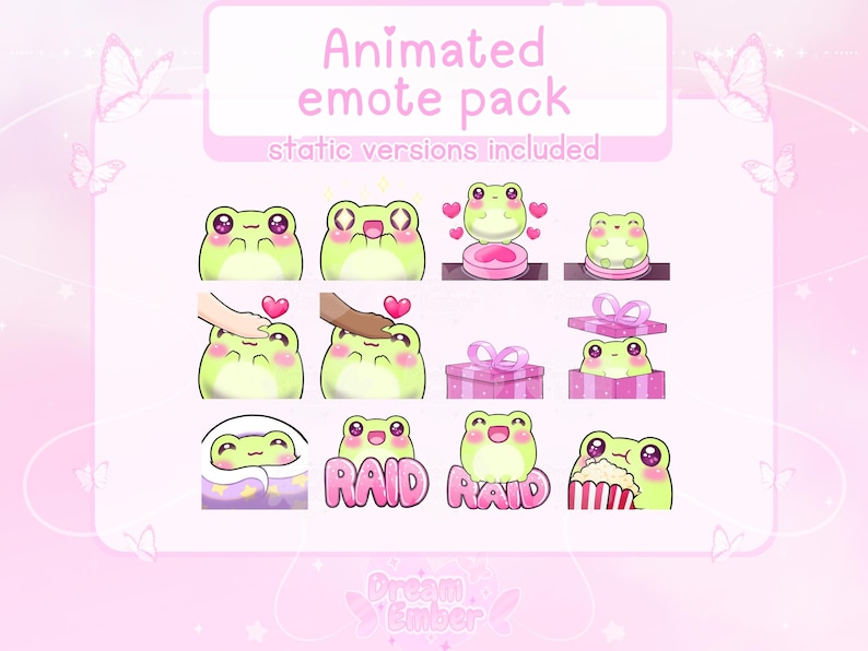 Animated Frog Emote Pack Twitch Chibi Animal Emotes - Etsy