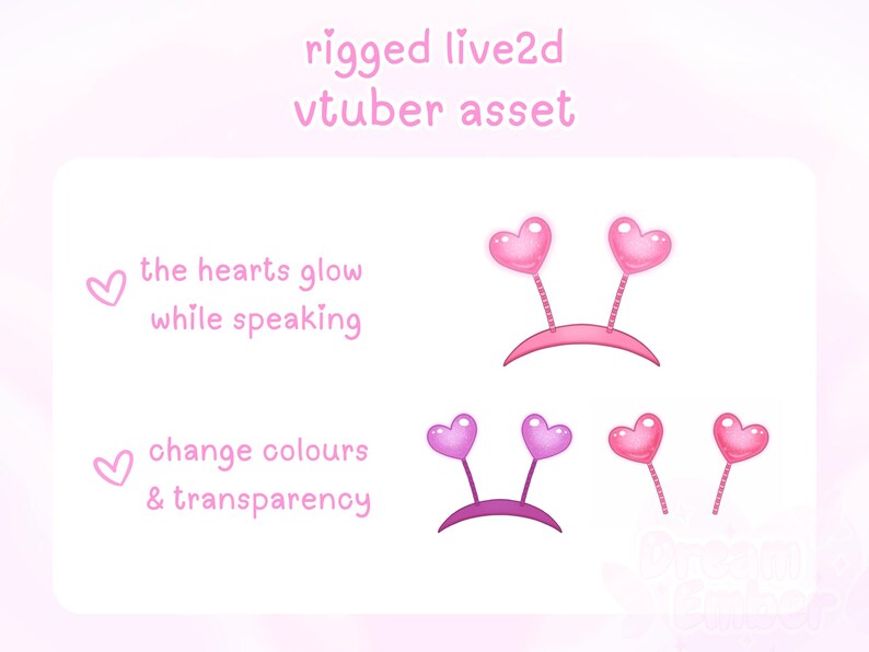 Vtuber Asset Pink Hearts Twitch Cute Live2d Item Rigged Heart Boppers ...