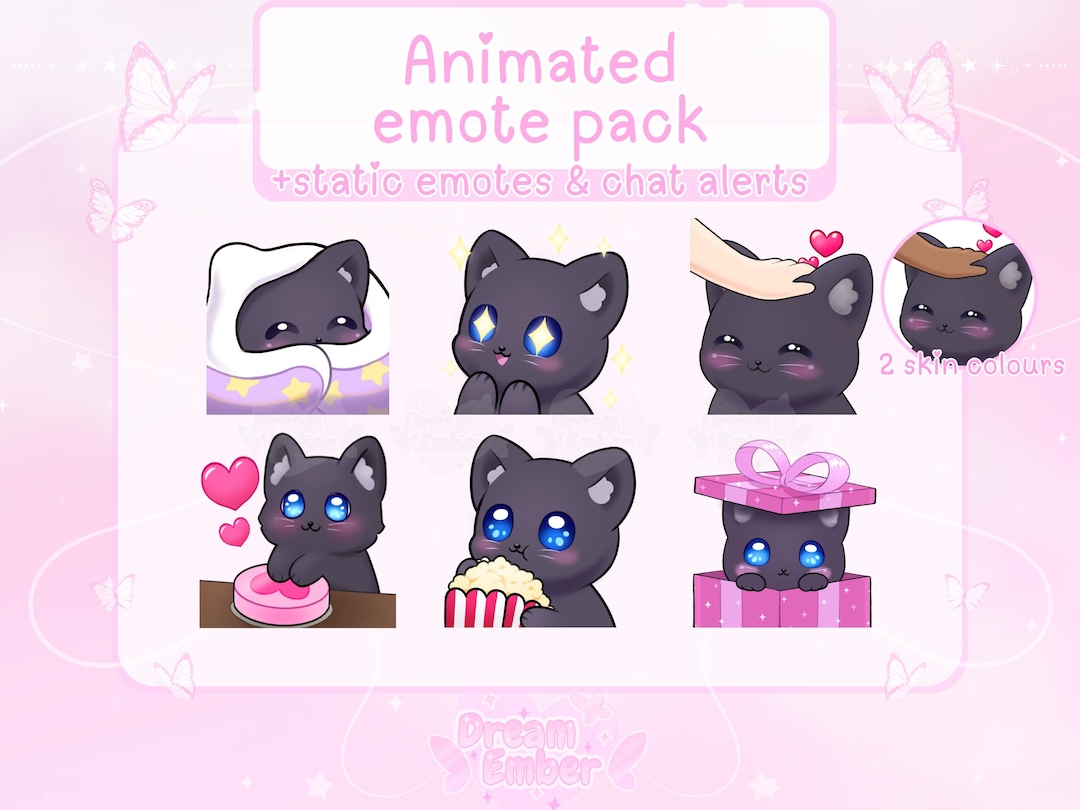 Animated Cat Emote Pack Twitch Cute Black Cat Emotes - Etsy
