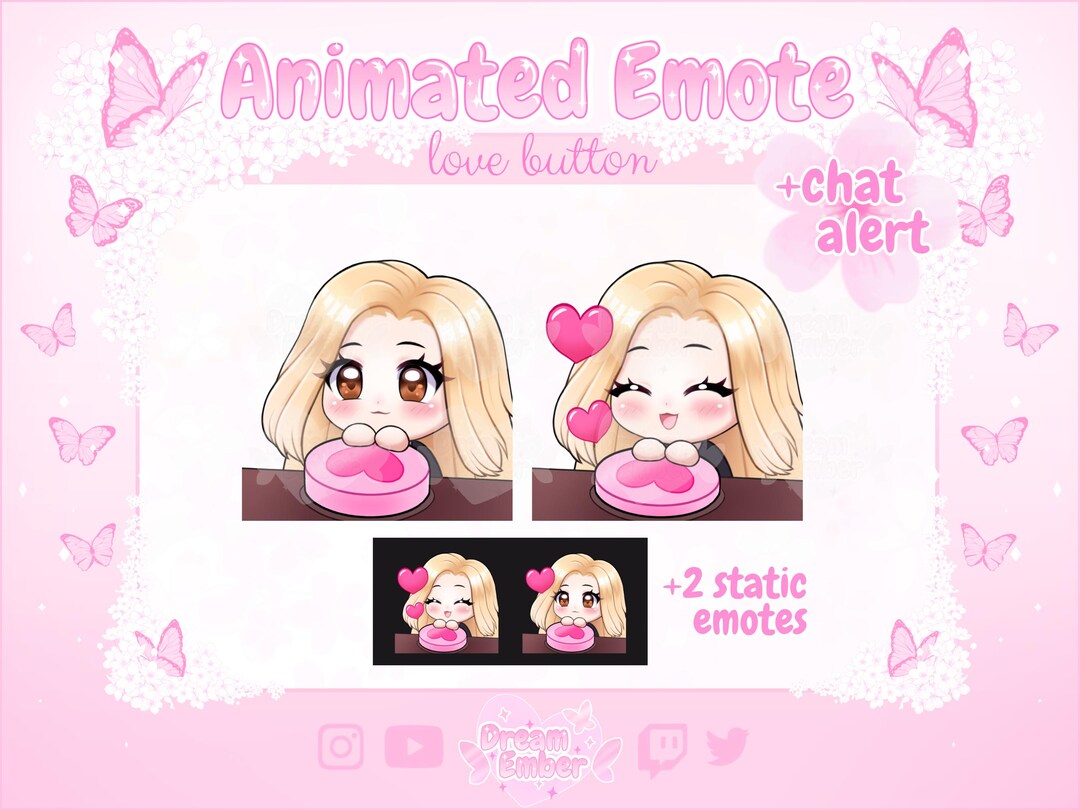 Cute Animated Emote Chibi Girl Twitch Emotes Love Button Discord ...