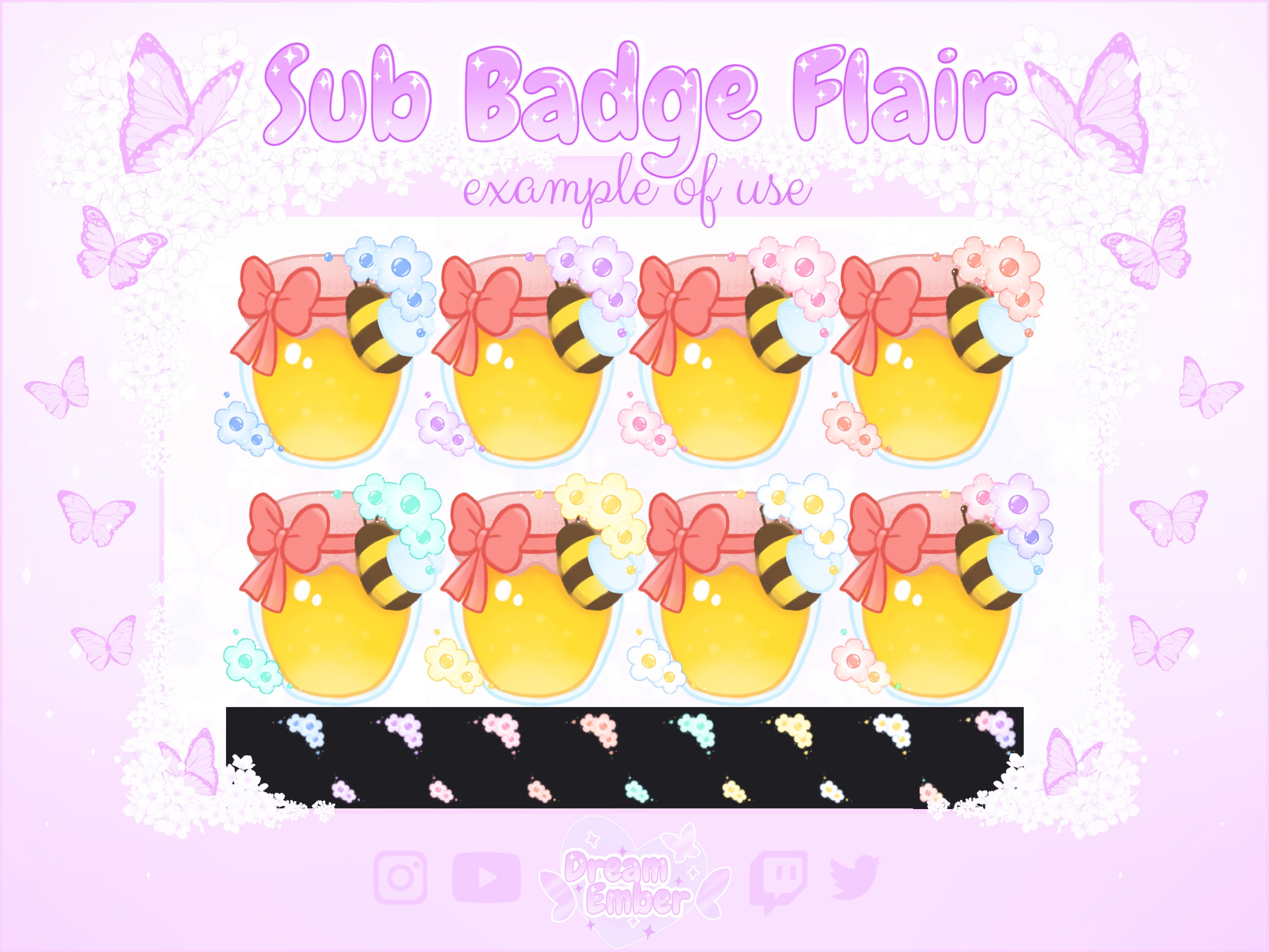 Twitch Sub Badge Flair Cute Flowers Colorful Stream Overlay Pastel ...