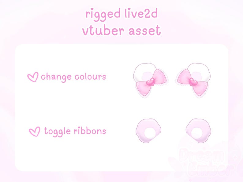 Vtuber Asset Rigged Teddy Bear Ears Pink Hearts Bows Live2d Item - Etsy