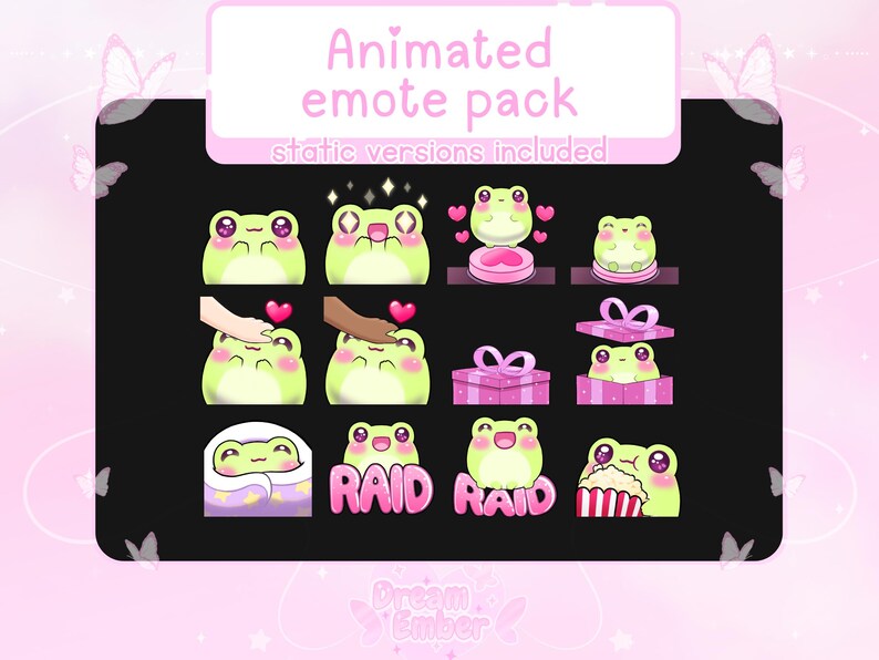 Animated Frog Emote Pack Twitch Chibi Animal Emotes - Etsy