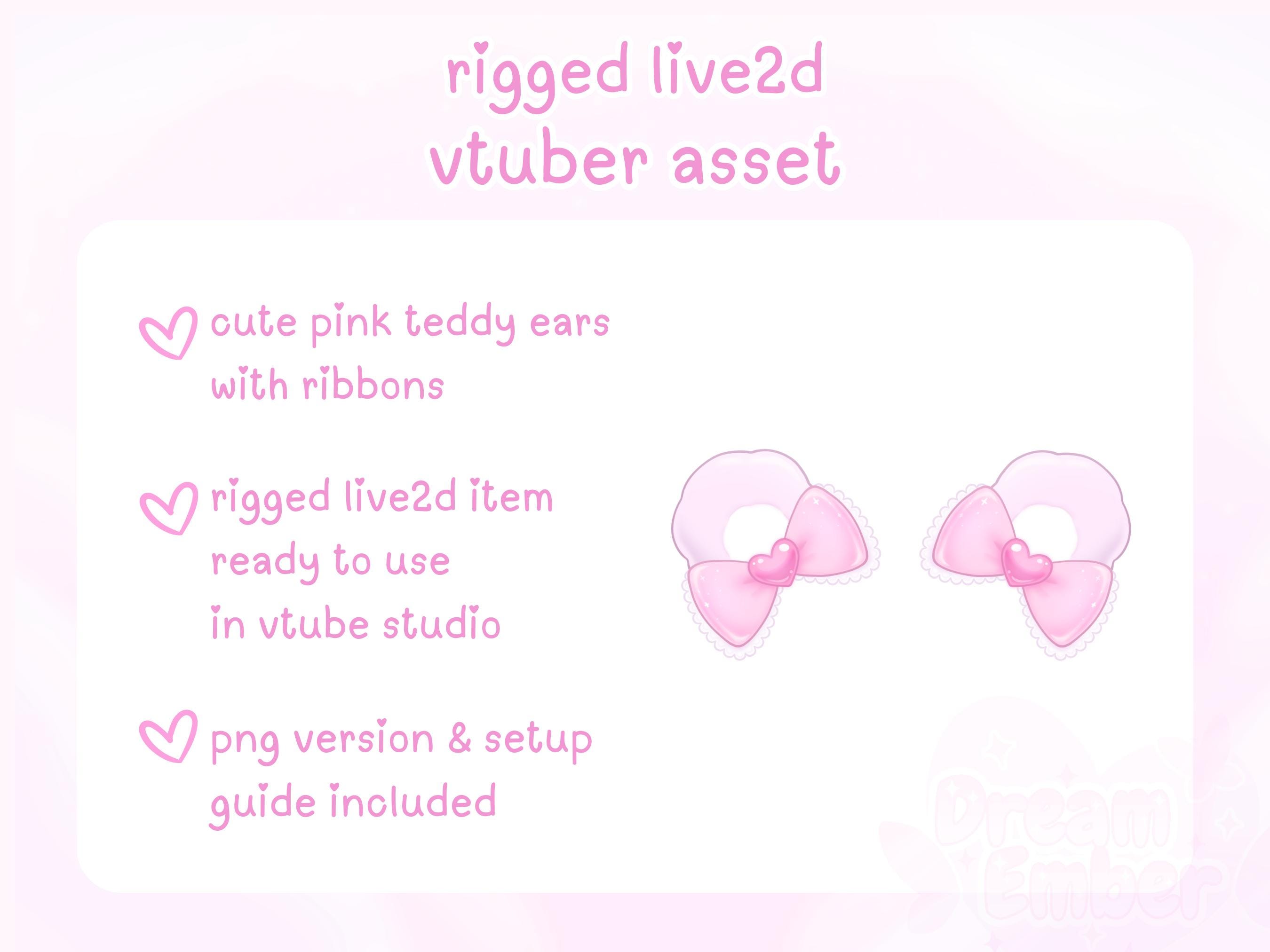 Vtuber Asset Rigged Teddy Bear Ears Pink Hearts Bows Live2d Item - Etsy